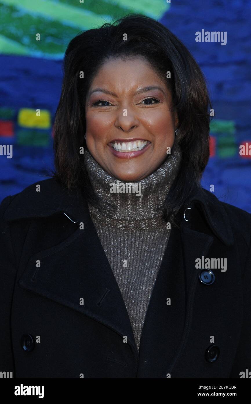 TV news anchor Lori Stokes poses in front a section of the 210 foot ...
