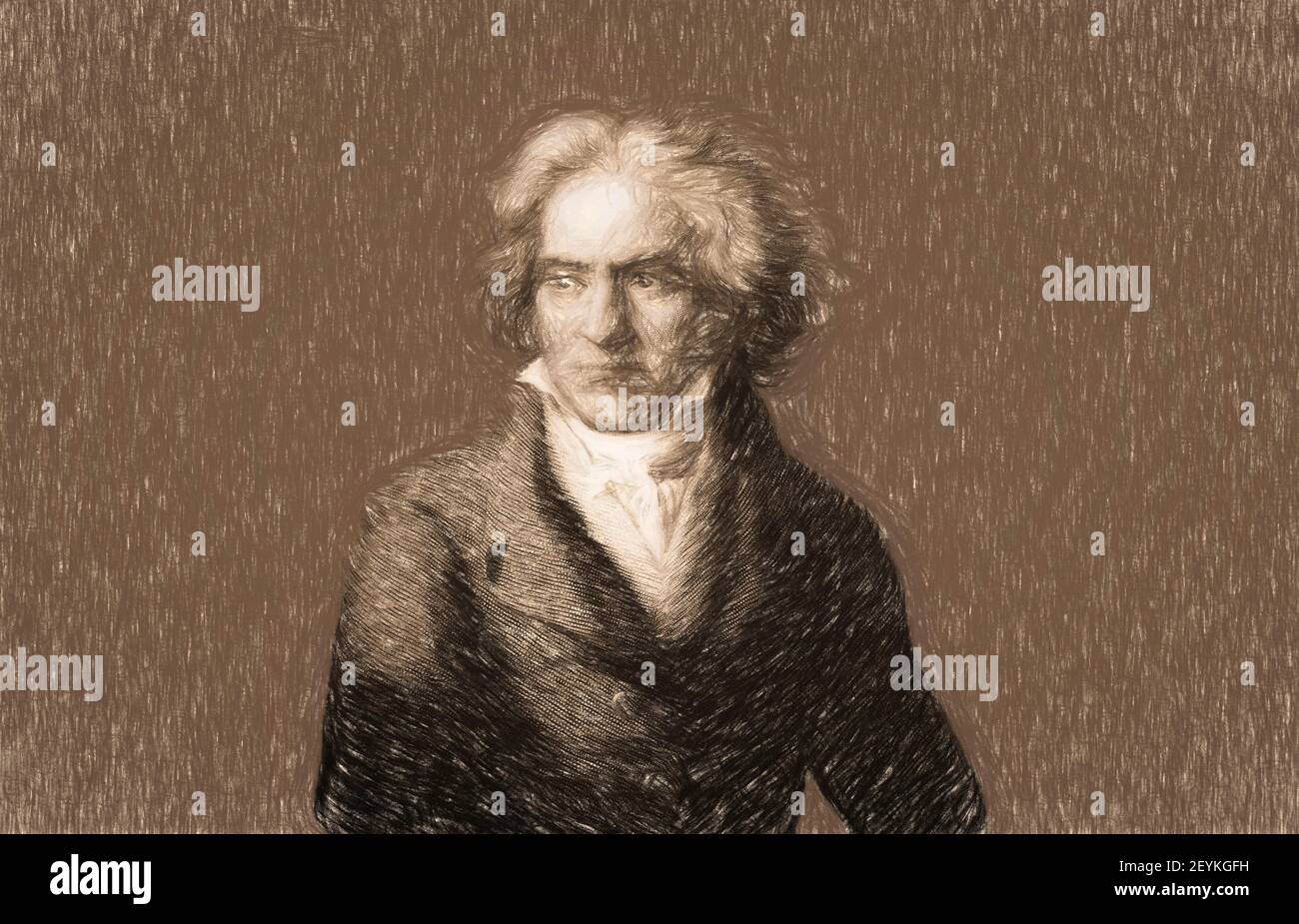 Ludwig van Beethoven, 1770 -1827, German composer, digitally altered ...