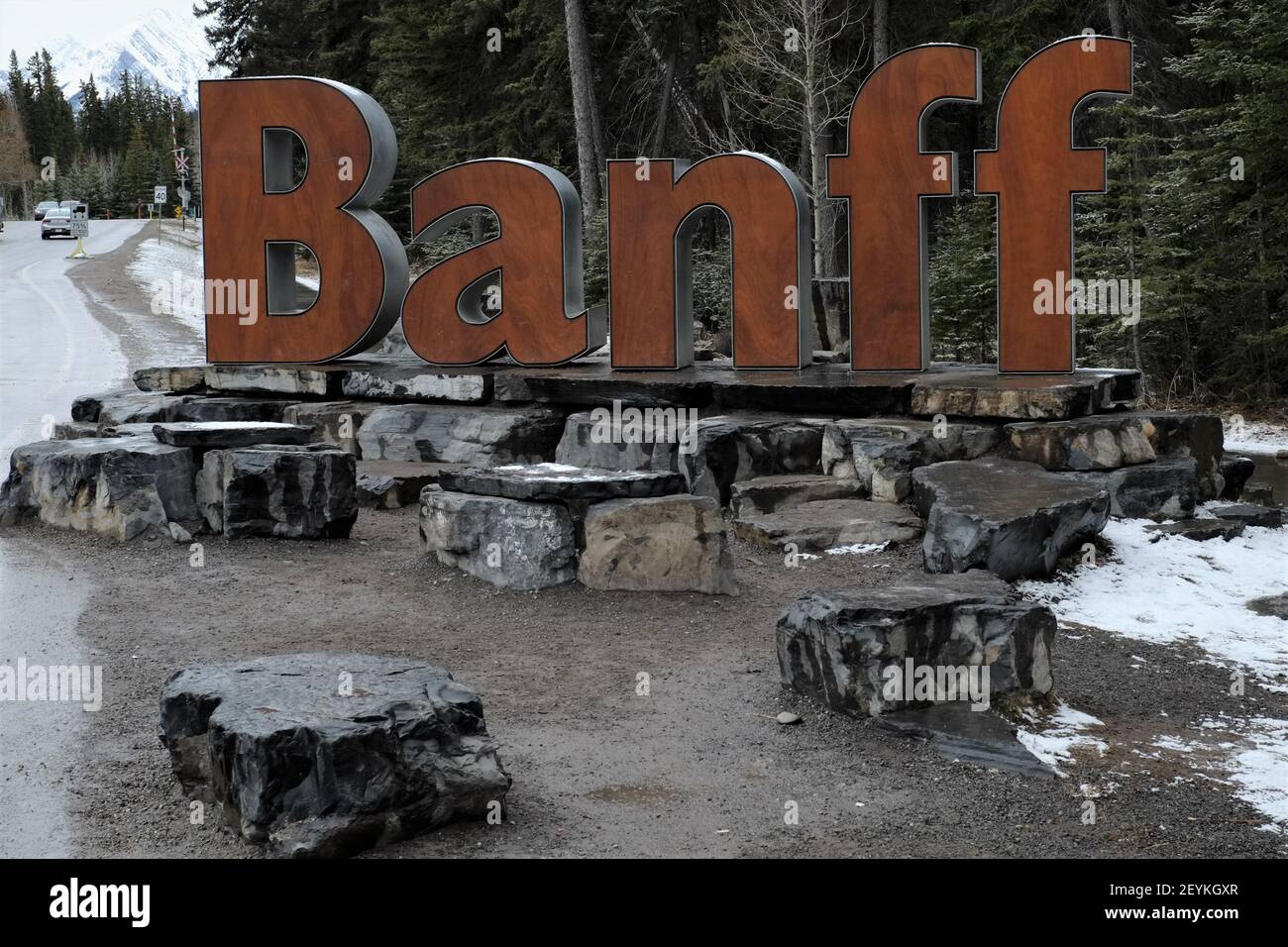 Banff, Alberta sign Stock Photo - Alamy