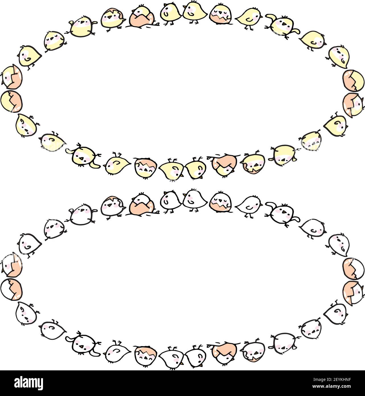 vector cartoon chicks border frame set Stock Photo - Alamy