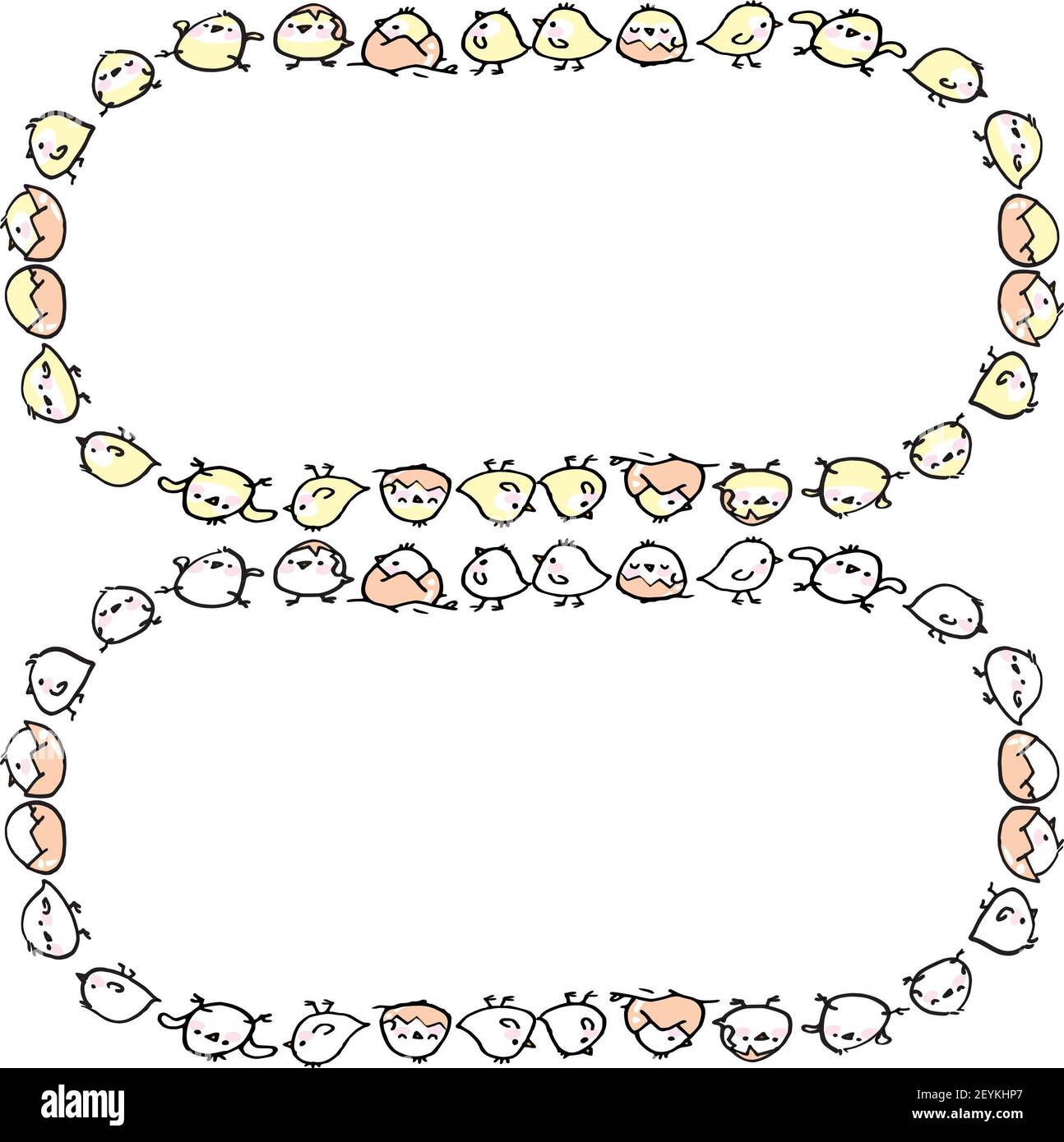 vector cartoon chicks border frame set Stock Photo - Alamy