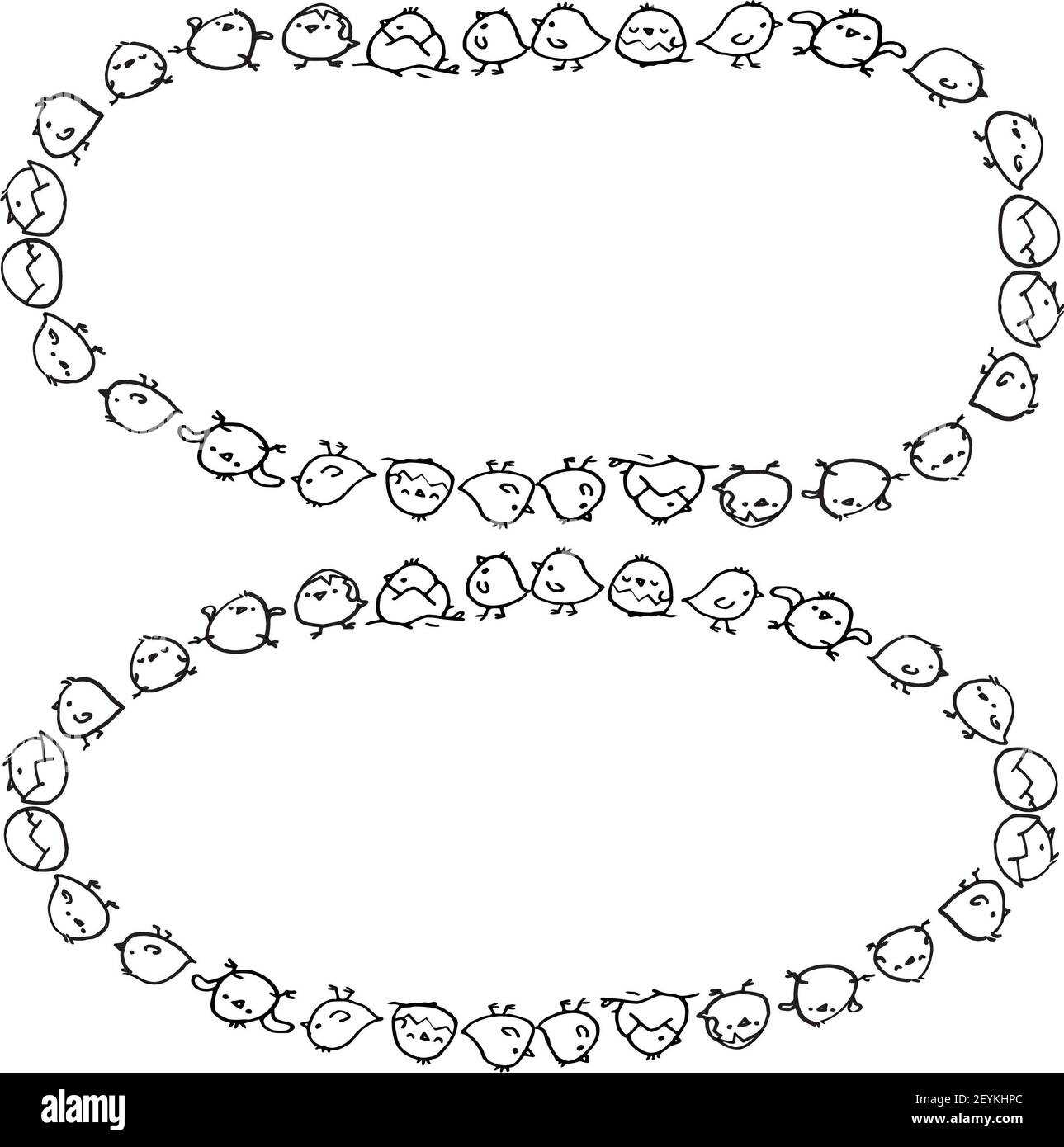 vector cartoon chicks border frame set Stock Photo - Alamy