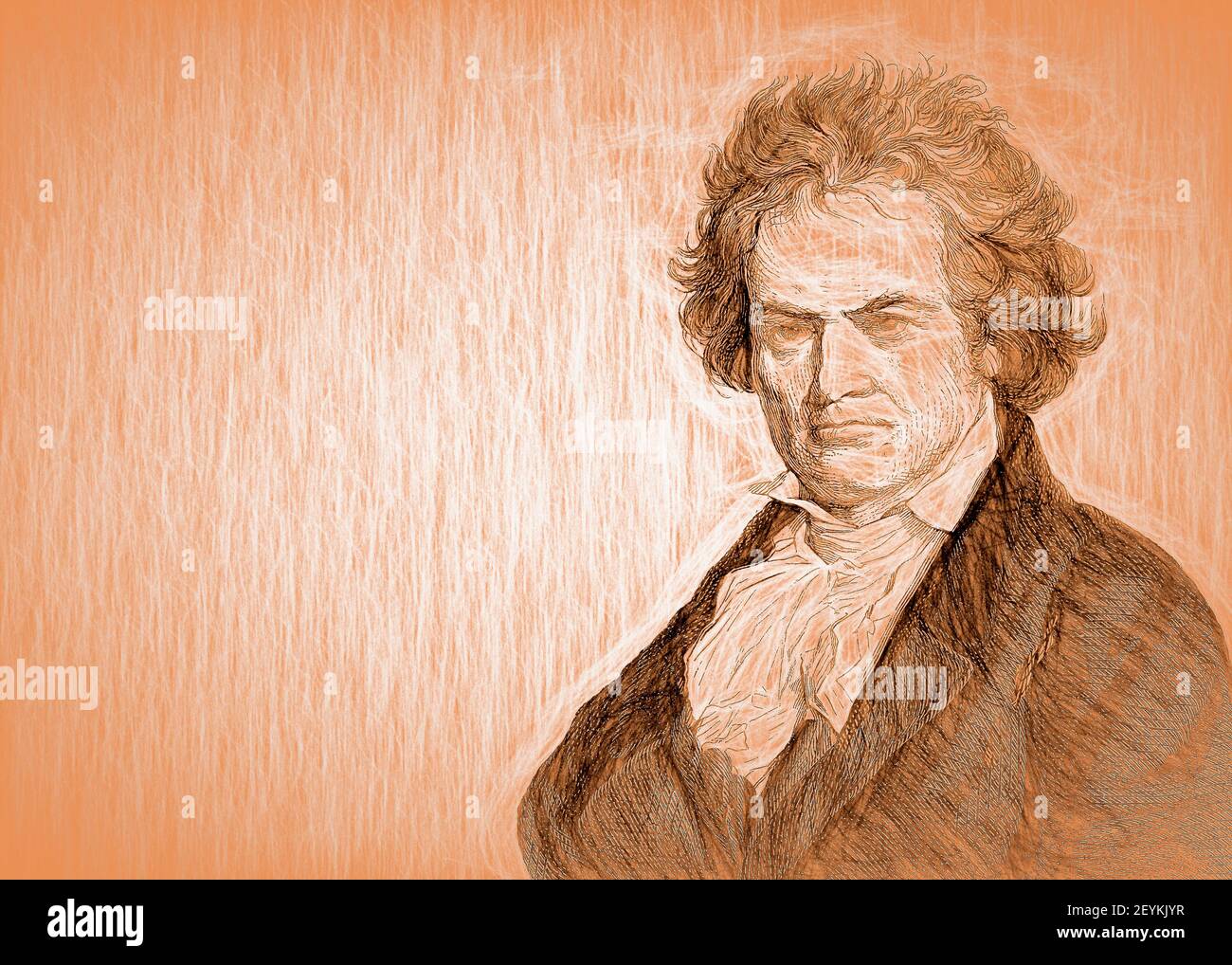 Ludwig van Beethoven, 1770 -1827, German composer, digitally altered ...