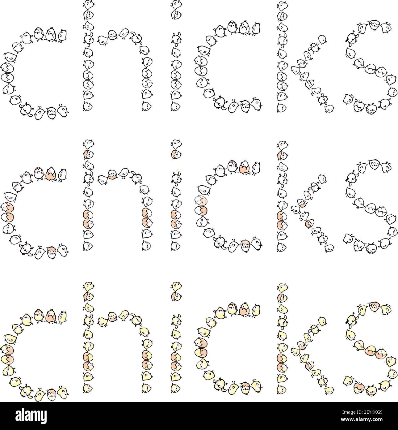 vector cartoon chicks text design icon sign Stock Photo - Alamy