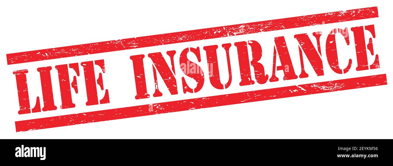 LIFE INSURANCE text on red grungy rectangle vintage stamp Stock Photo ...