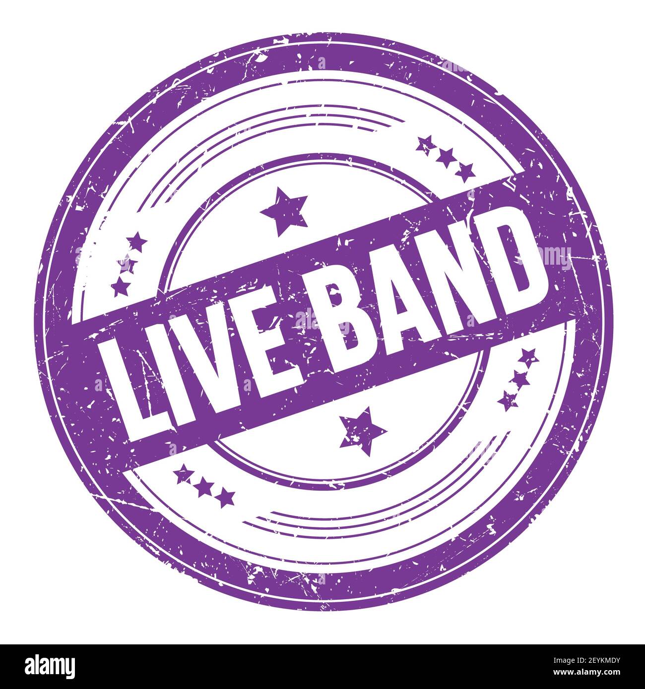 LIVE BAND text on violet indigo round grungy texture stamp Stock Photo ...