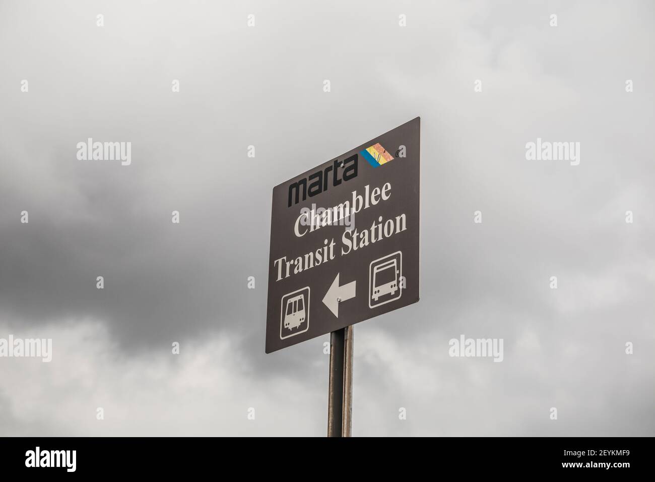 Chamblee, Ga / USA - 07 06 20: Marta Chamblee Transit Station sign with ...