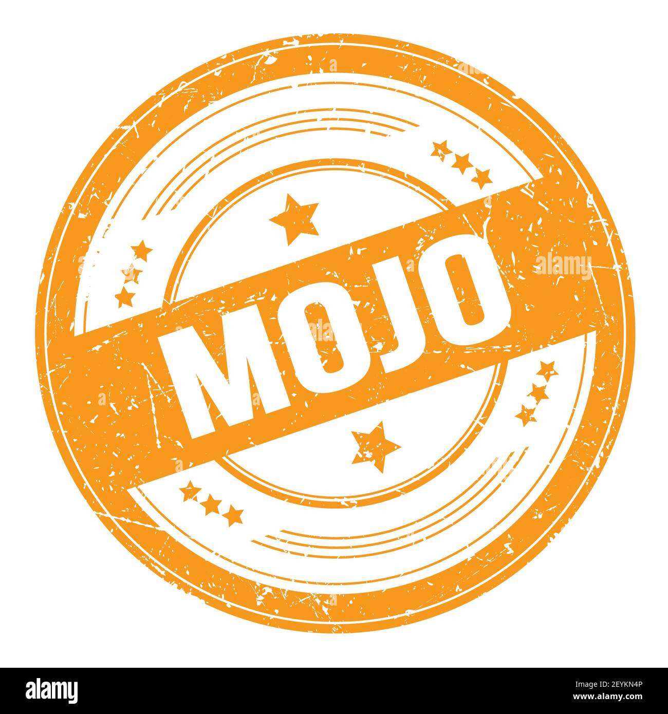 MOJO text on orange round grungy texture stamp Stock Photo - Alamy