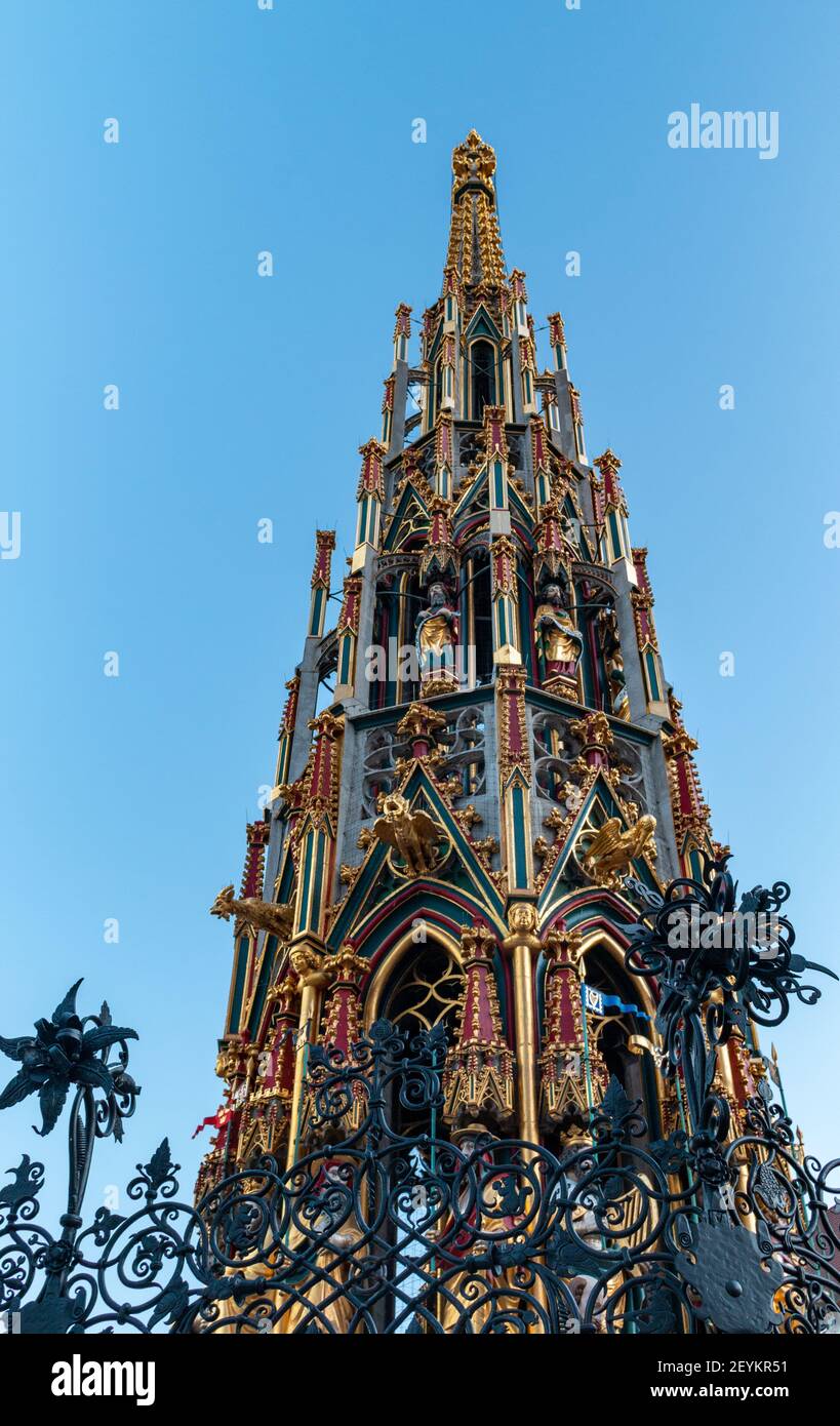 Schöner Brunnen, Beautiful Fountain, at the Hauptmarkt, Nuremberg ...