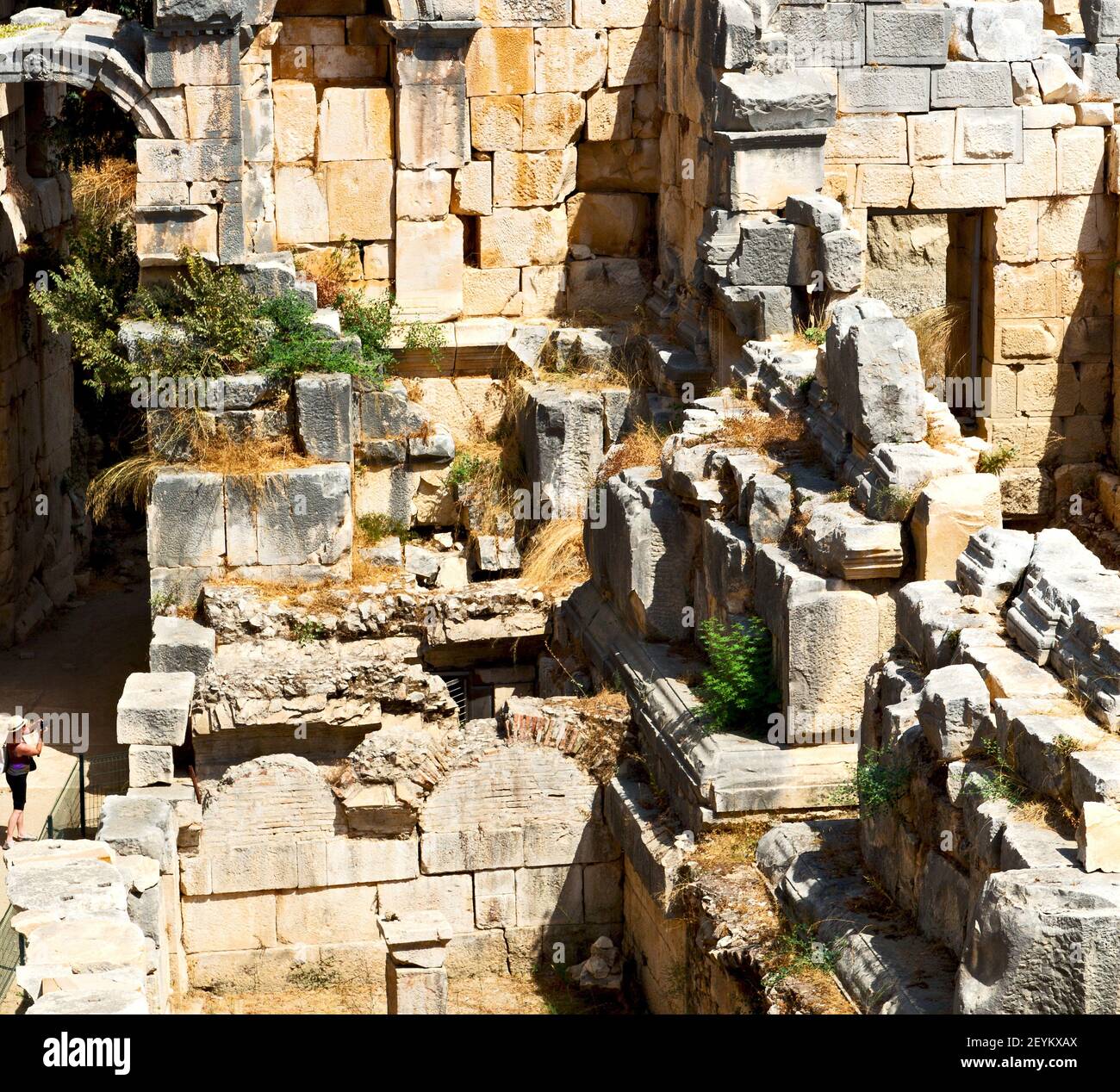 Necropolis and indigenous tomb stone archeology theater in myra turkey ...