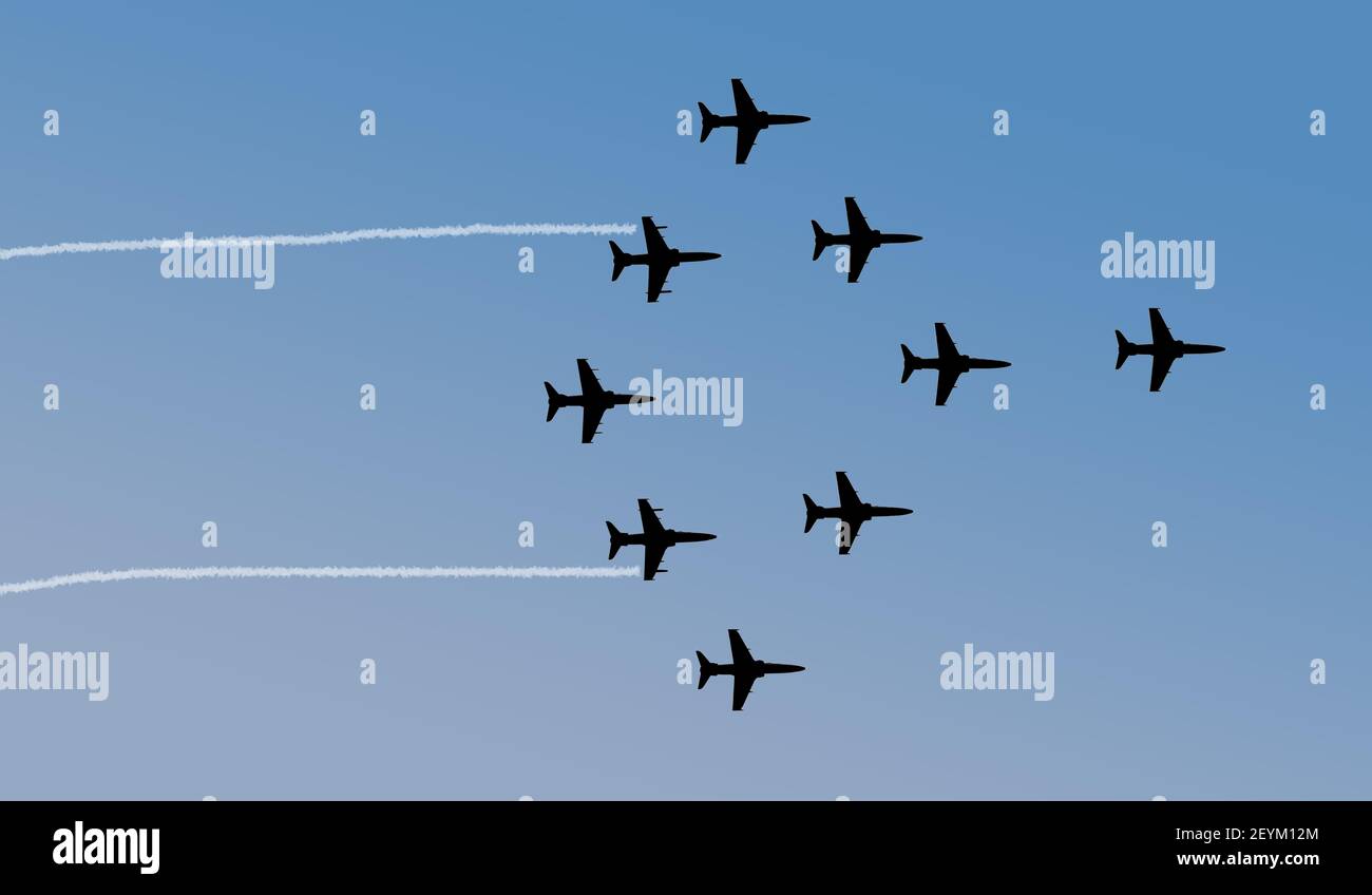 Fighter jets from the Indian Air Force flying in formation Stock Photo ...