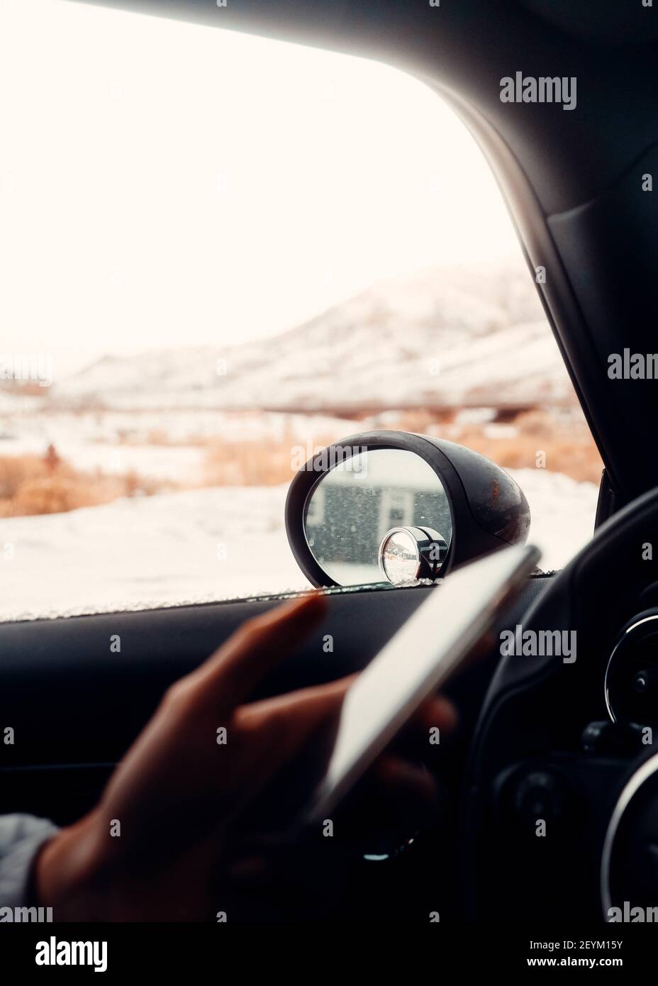 Man phone driving mountain hi-res stock photography and images - Alamy