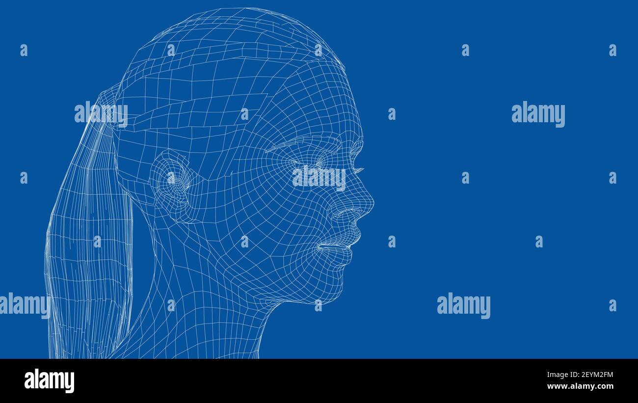 Wireframe portrait of a young beautiful girl Stock Vector Image & Art ...
