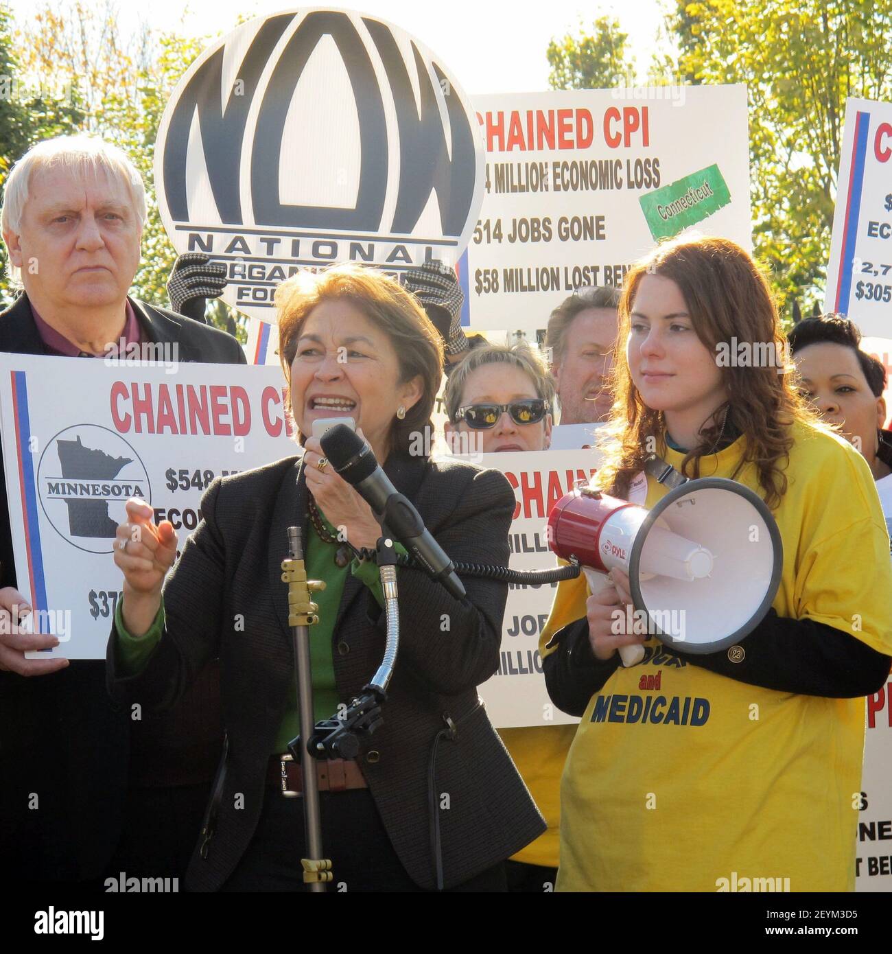 Terry O'Neill, center, president of the National Organization for Women ...