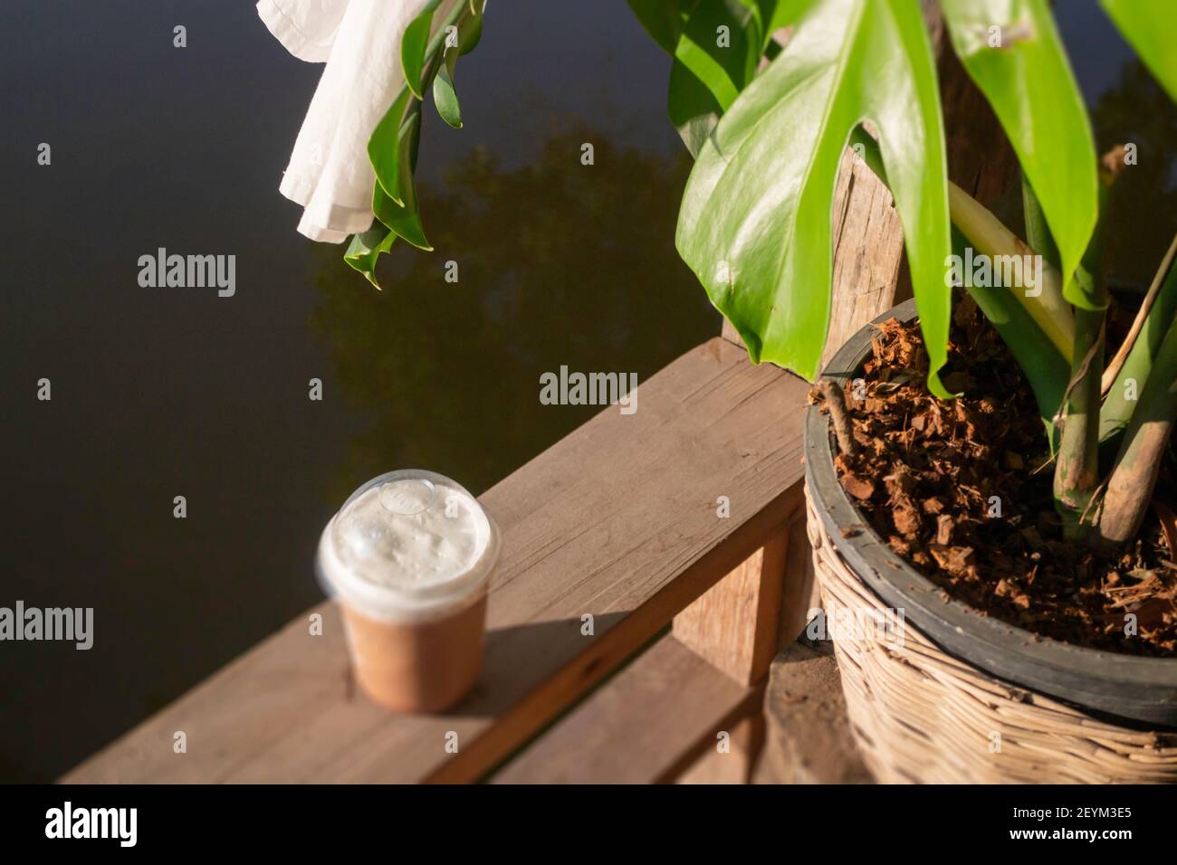 A glass of iced coffee in the morning, stock photo Stock Photo - Alamy