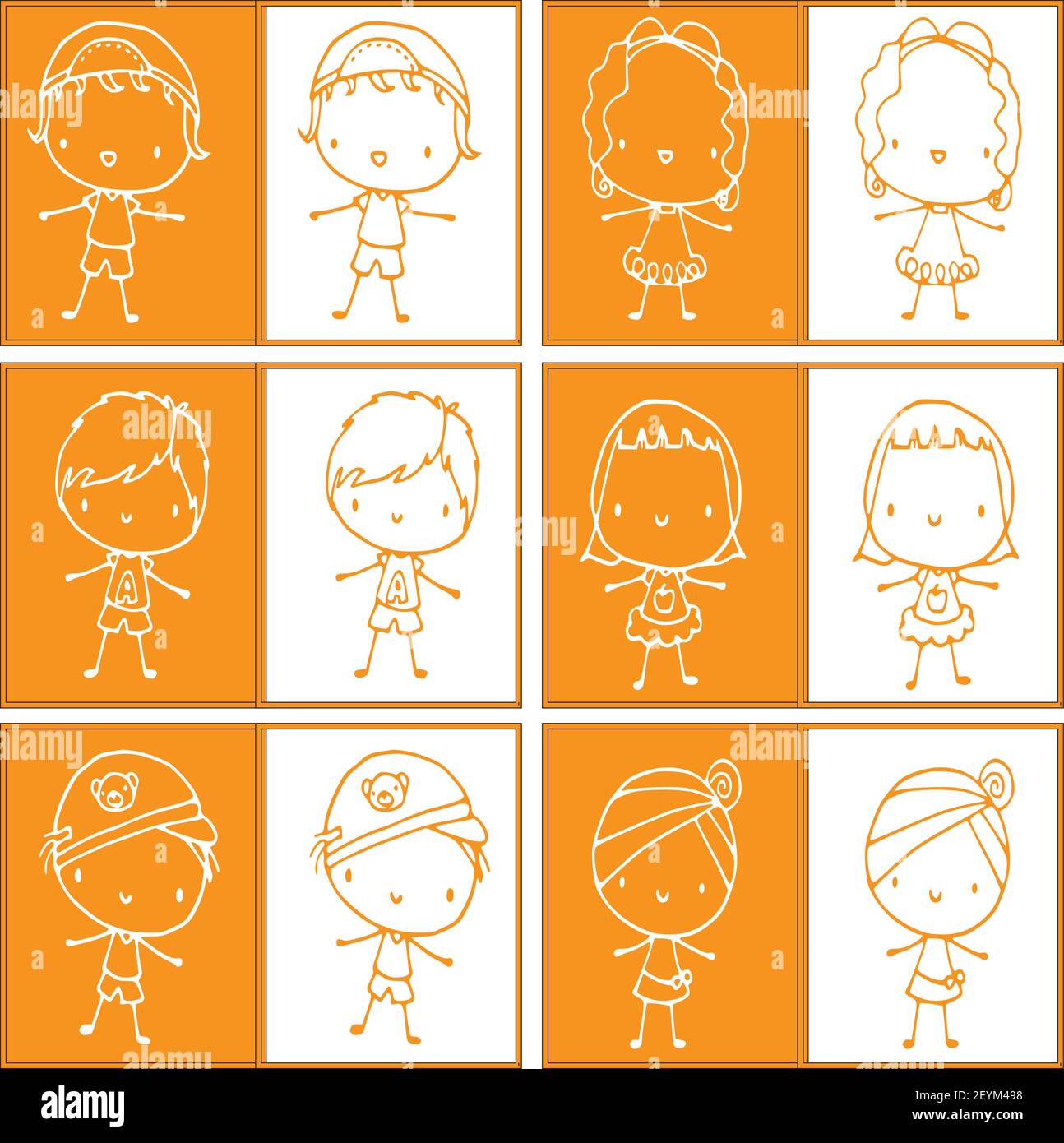vector cartoon children boys and girls set Stock Vector Image & Art - Alamy