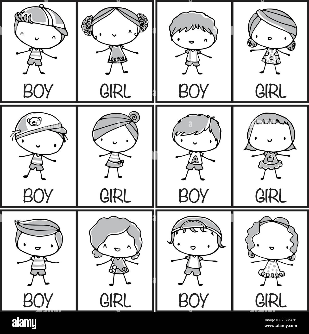 vector cartoon children boys and girls set Stock Vector Image & Art - Alamy