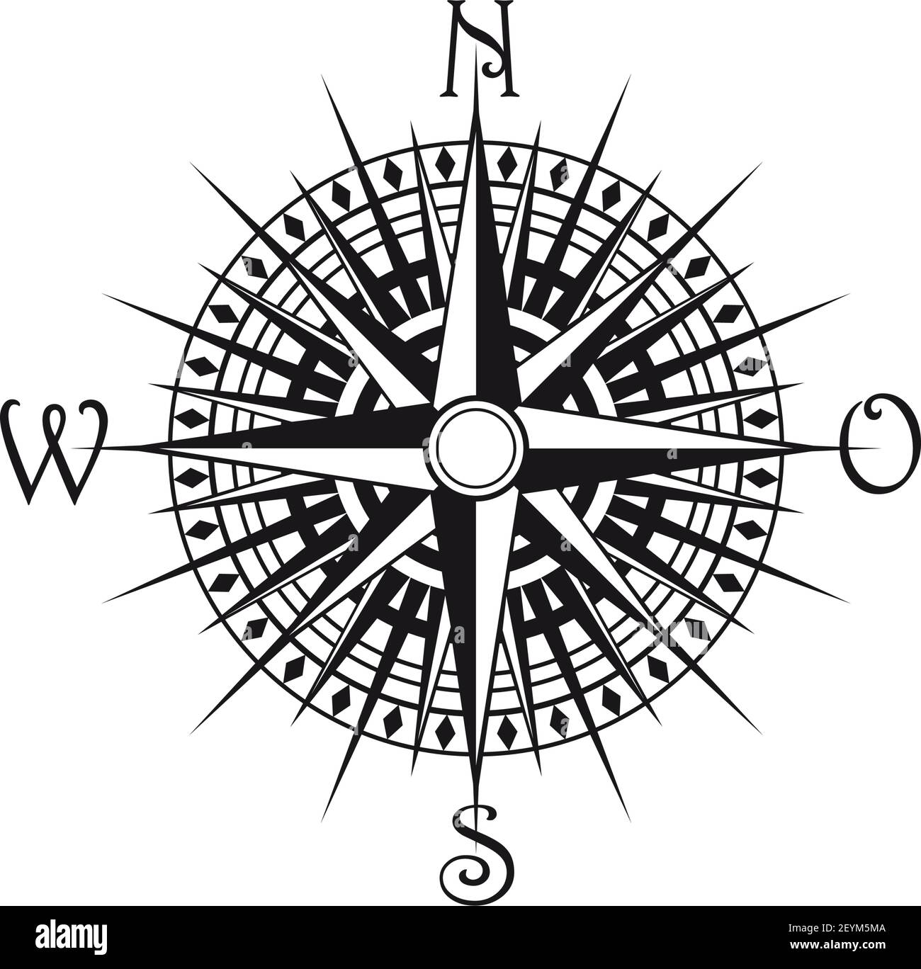 Navigation compass sign, Rose of Winds isolated. Vector marine and ...