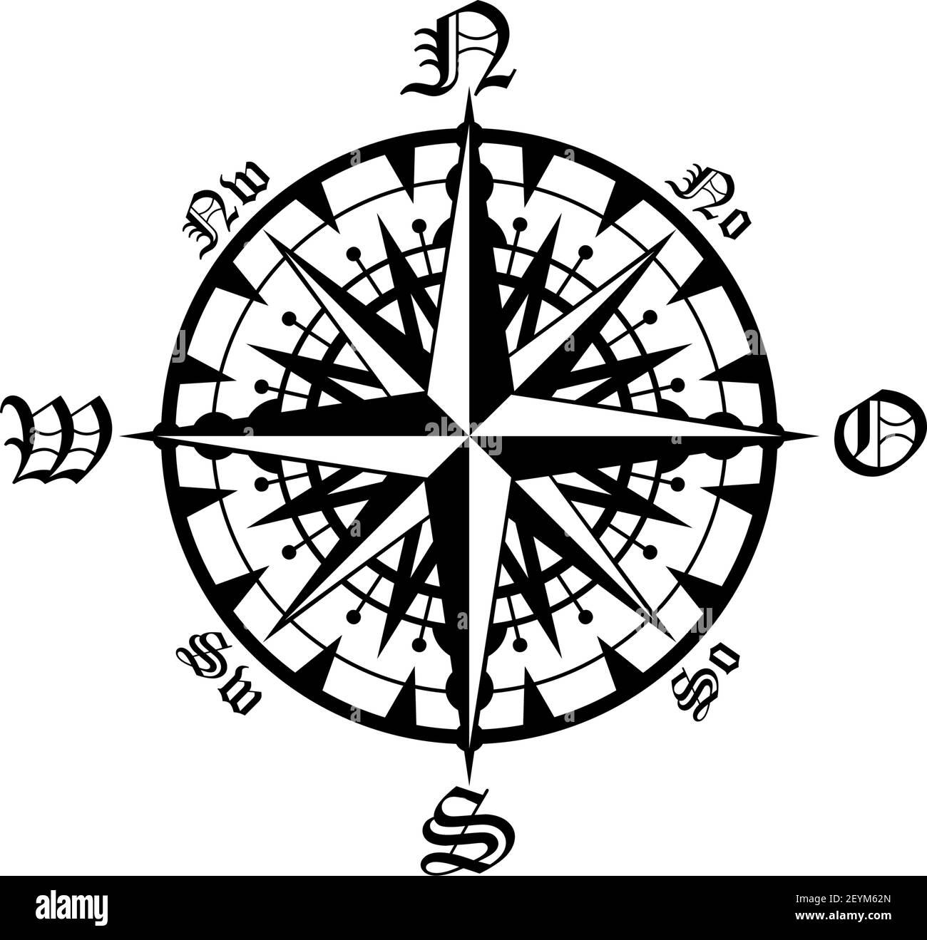 Navigation compass sign, Rose of Winds isolated. Vector marine and ...