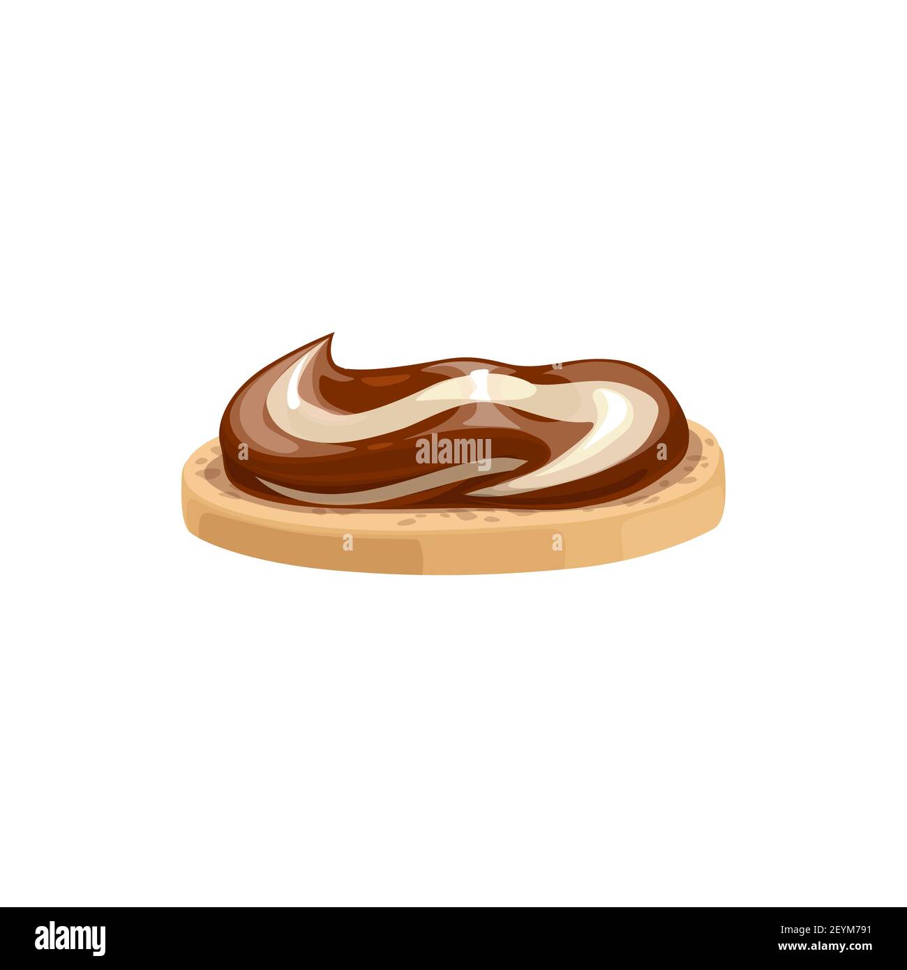 Chocolate spread or butter cream on bread sandwich, vector icon ...