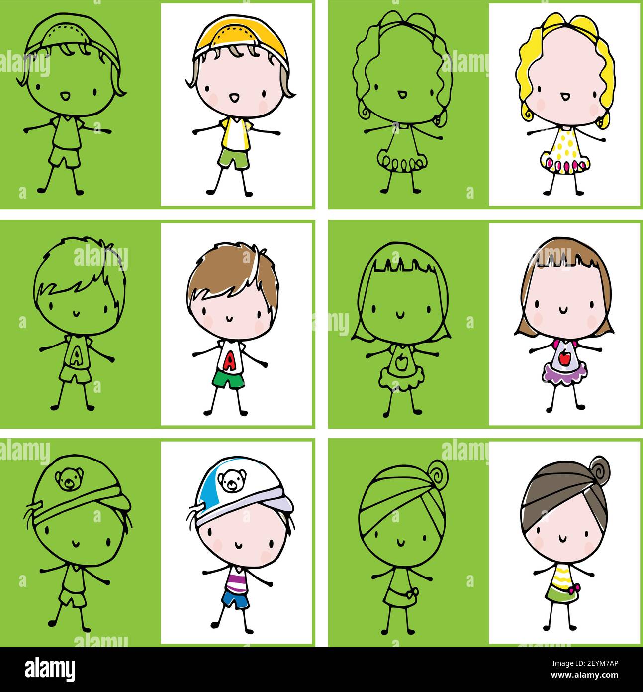 vector cartoon children boys and girls set Stock Vector Image & Art - Alamy