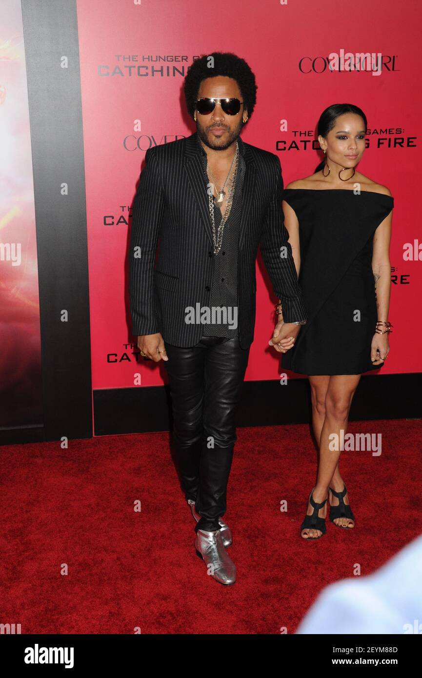 L-R: Lenny Kravitz, Zoe Kravitz attends The Hunger Games: Catching Fire ...