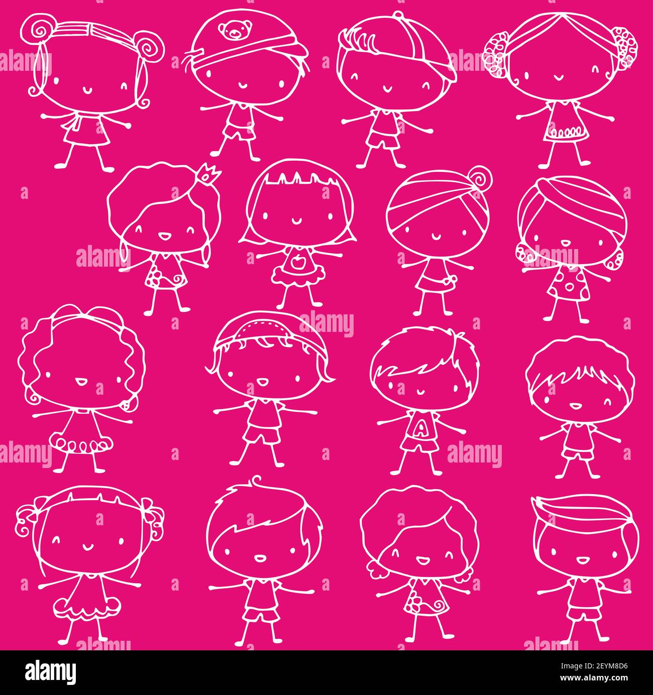 vector cartoon children boys and girls set Stock Vector Image & Art - Alamy