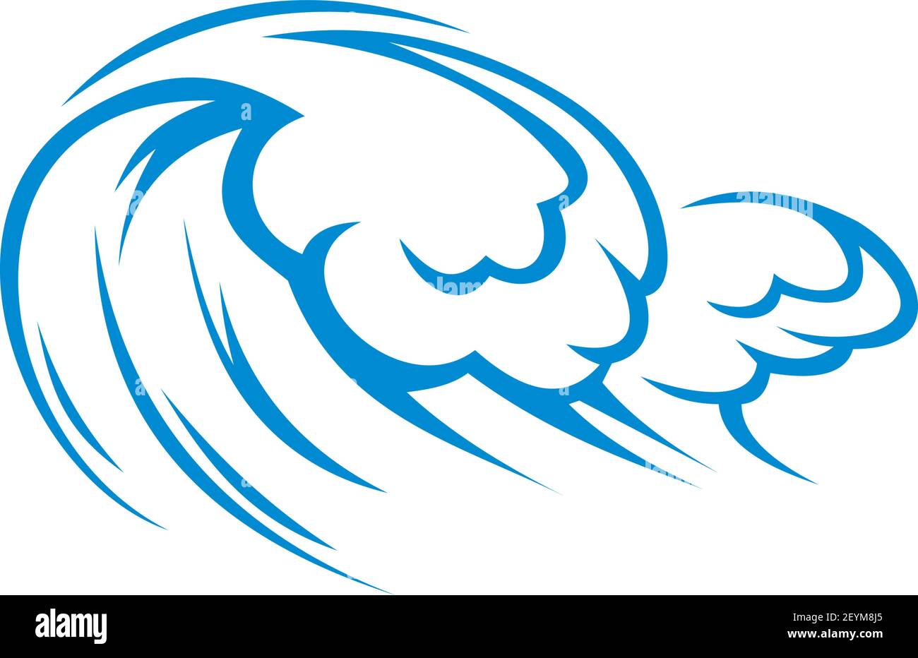 Hurricane on sea or ocean, storming waves isolated blue water splashes ...