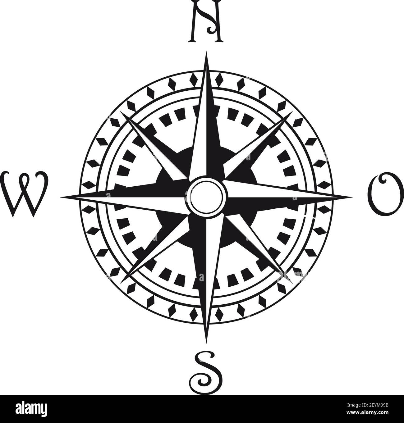 Navigation compass sign, Rose of Winds isolated. Vector marine and ...
