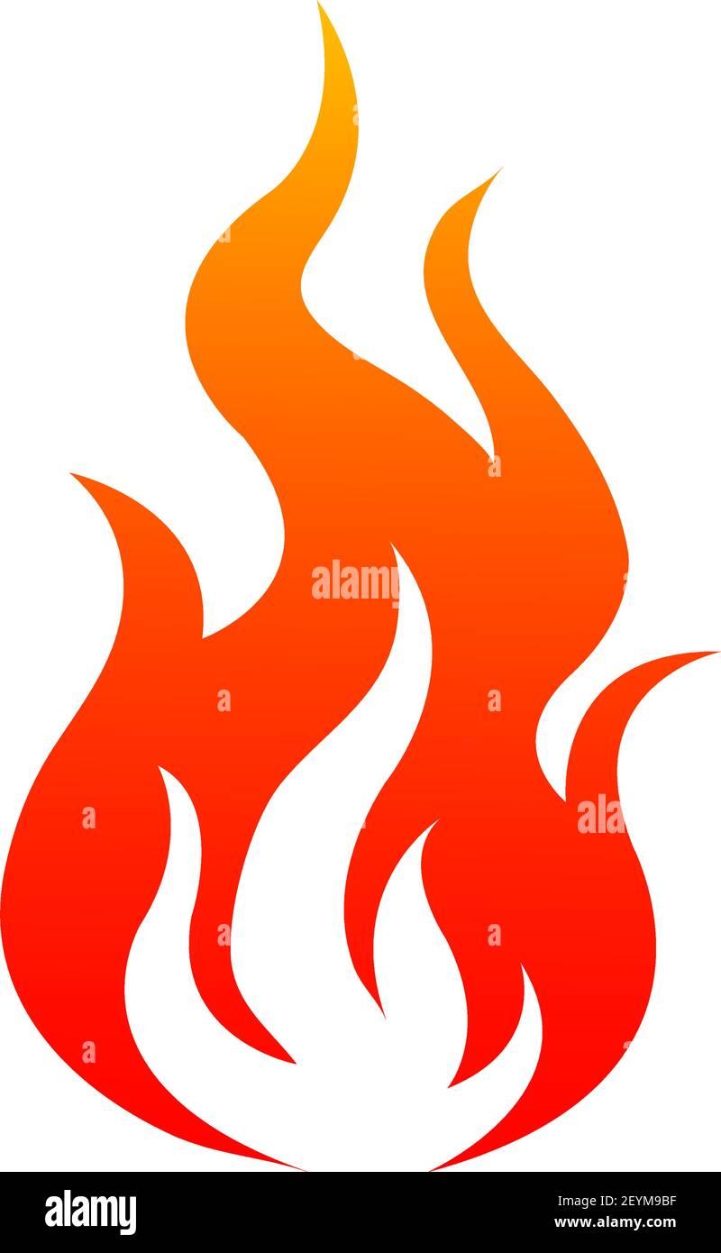 Flaming fire isolated icon. Vector burning bonfire or campfire, hot ...