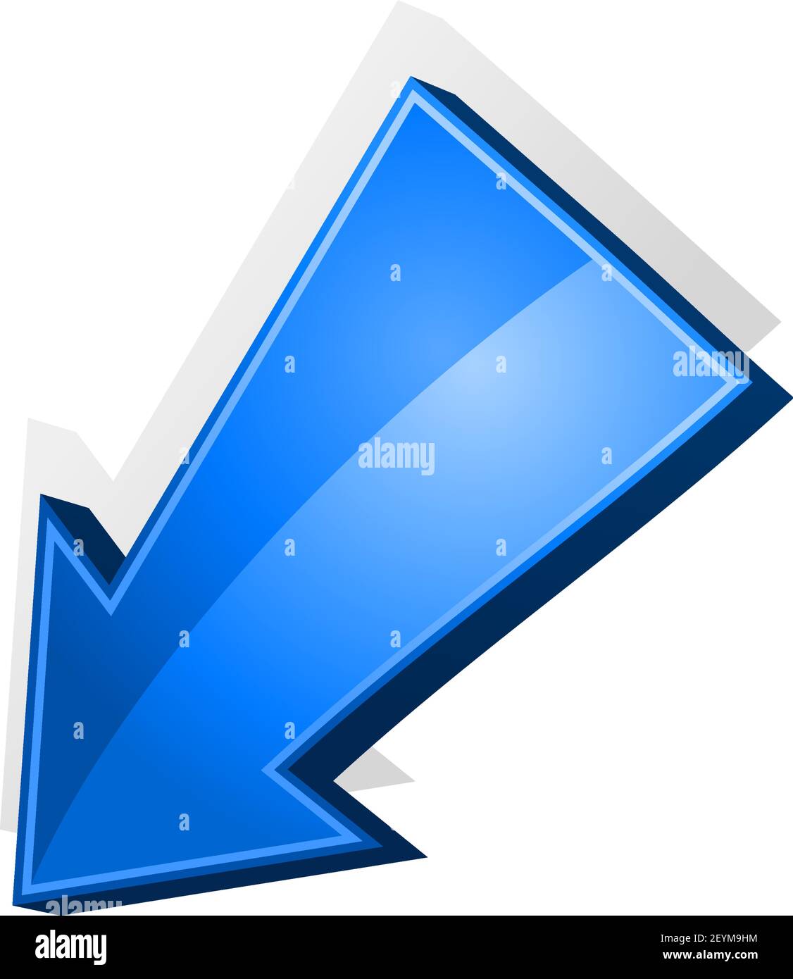 Blue arrow pointing down isolated download symbol. Vector direction ...