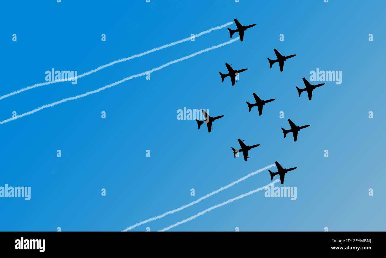 Fighter jets from the Indian Air Force flying in formation Stock Photo ...