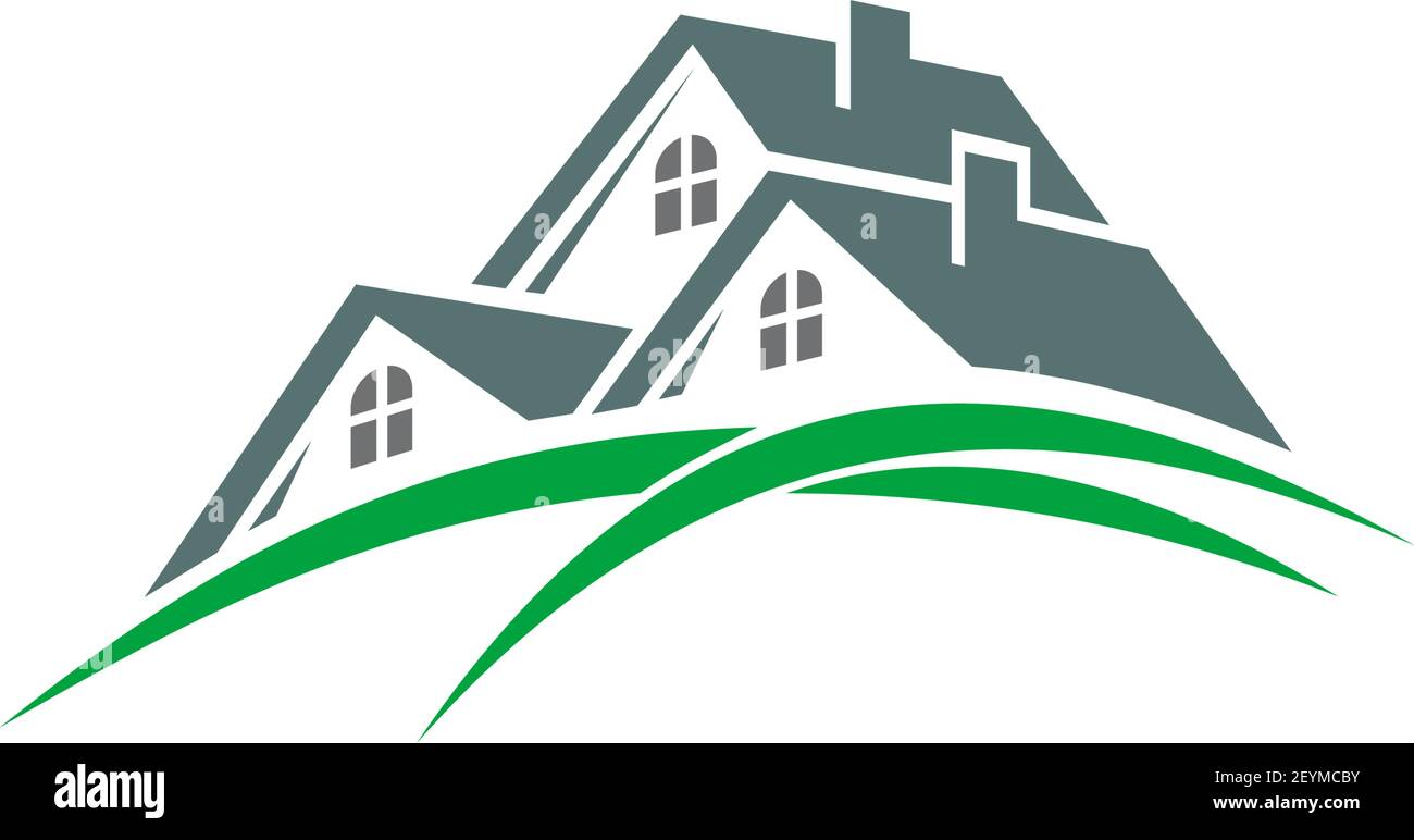 Houses and homes on sale and rent isolated real estate buildings logo ...