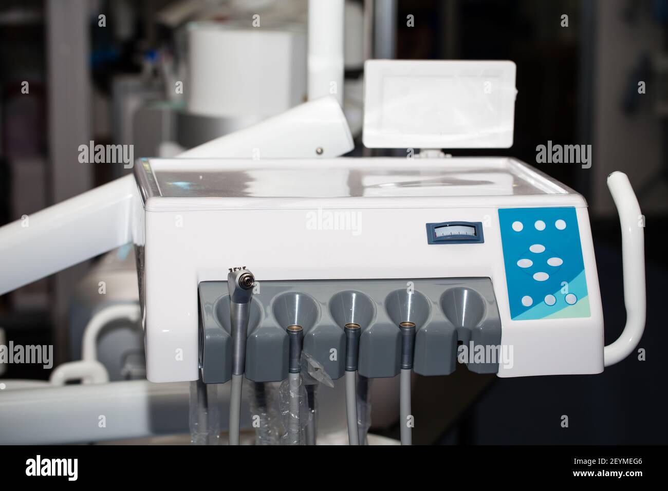 Dental instruments and equipment closeup in a dentists office. Photo ...