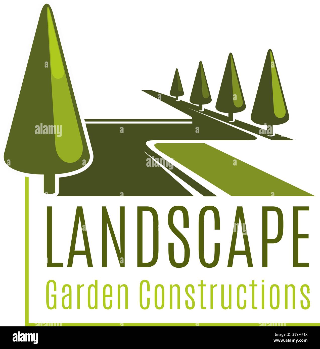 Landscape sign for gardening business. Vector symbol of landscape ...