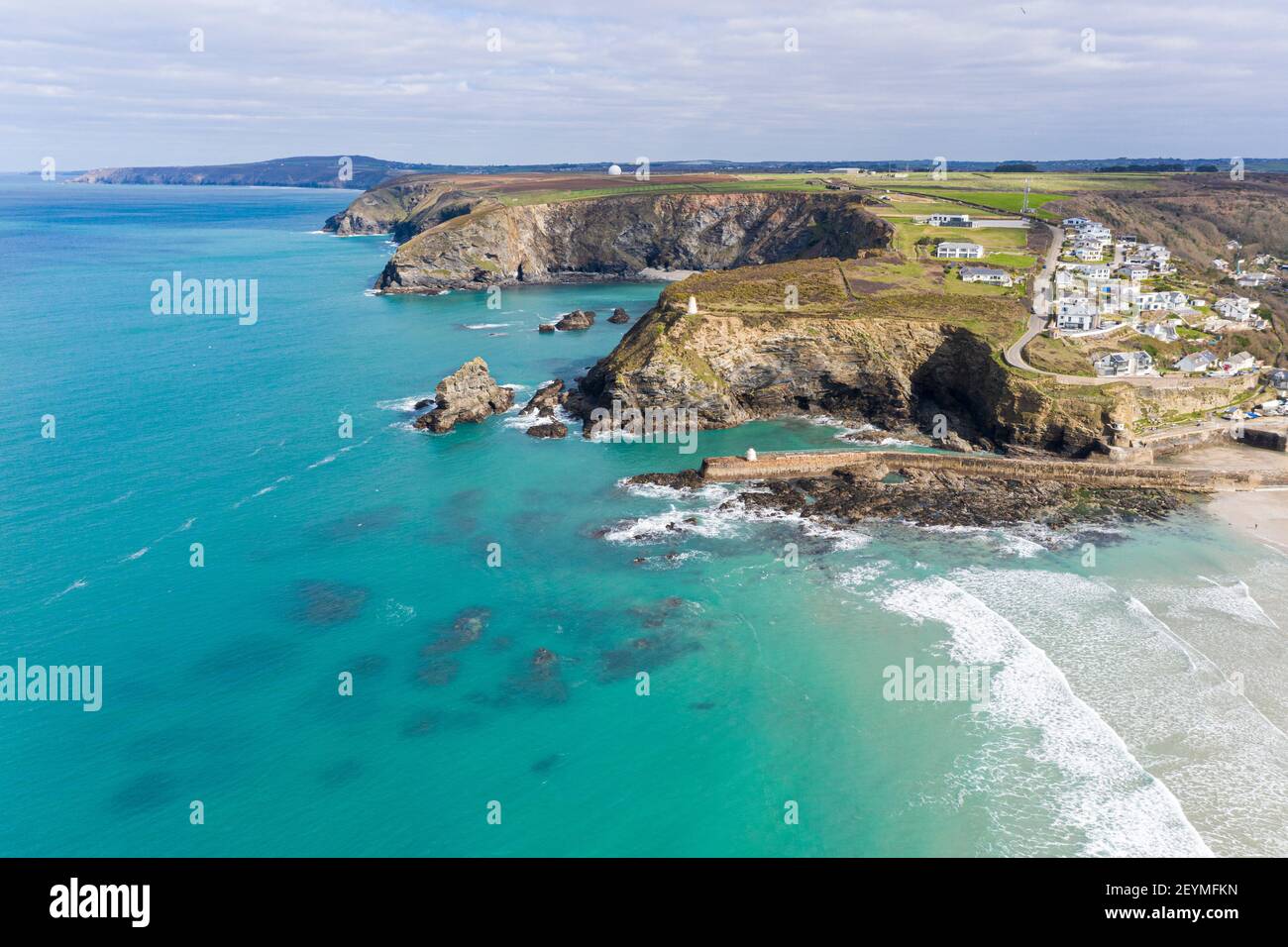Aerial photograph taken near Portreath Beach, Cornwall, England Stock ...