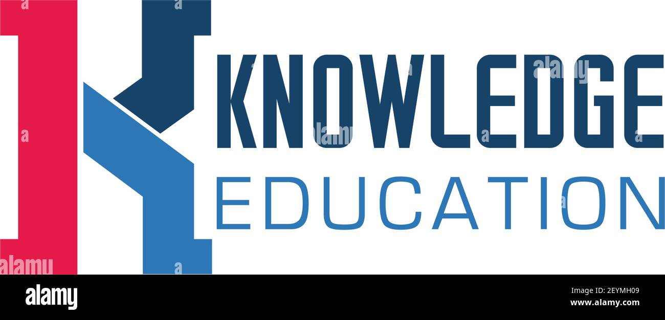 Knowledge and education vector sign. Educational symbol in red and blue ...