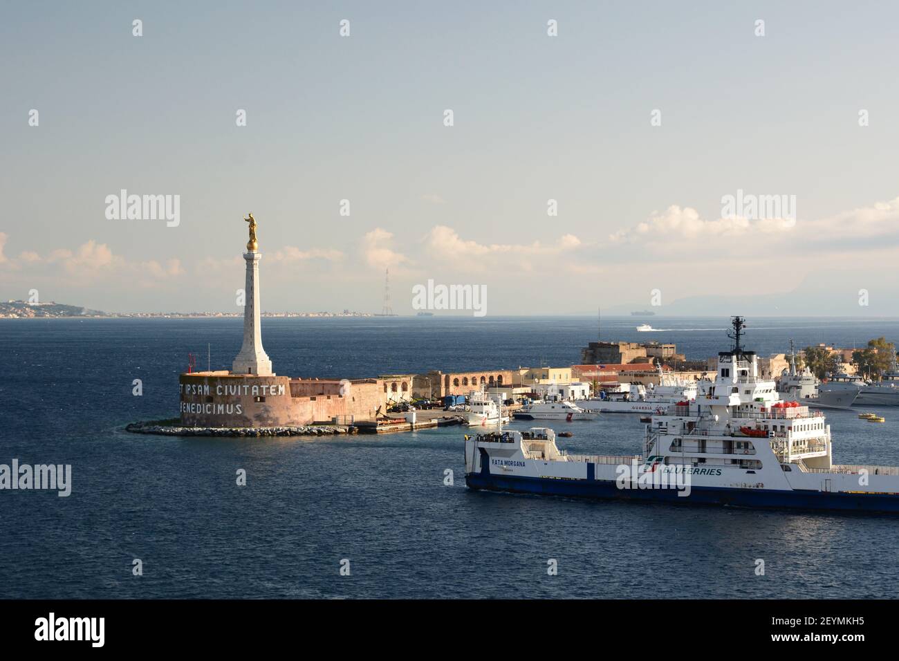 View of port and the Strait of Messina. Sicily. Italy Stock Photo - Alamy