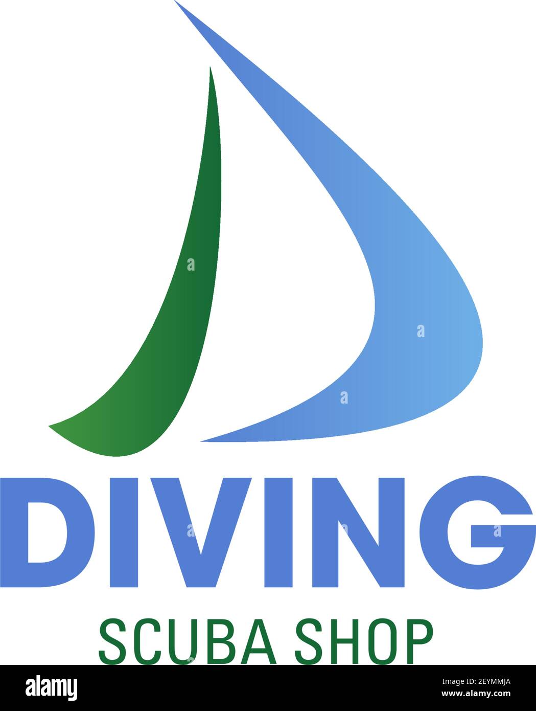 Letter D icon for diving scuba shop or yachting club sport team. Vector ...