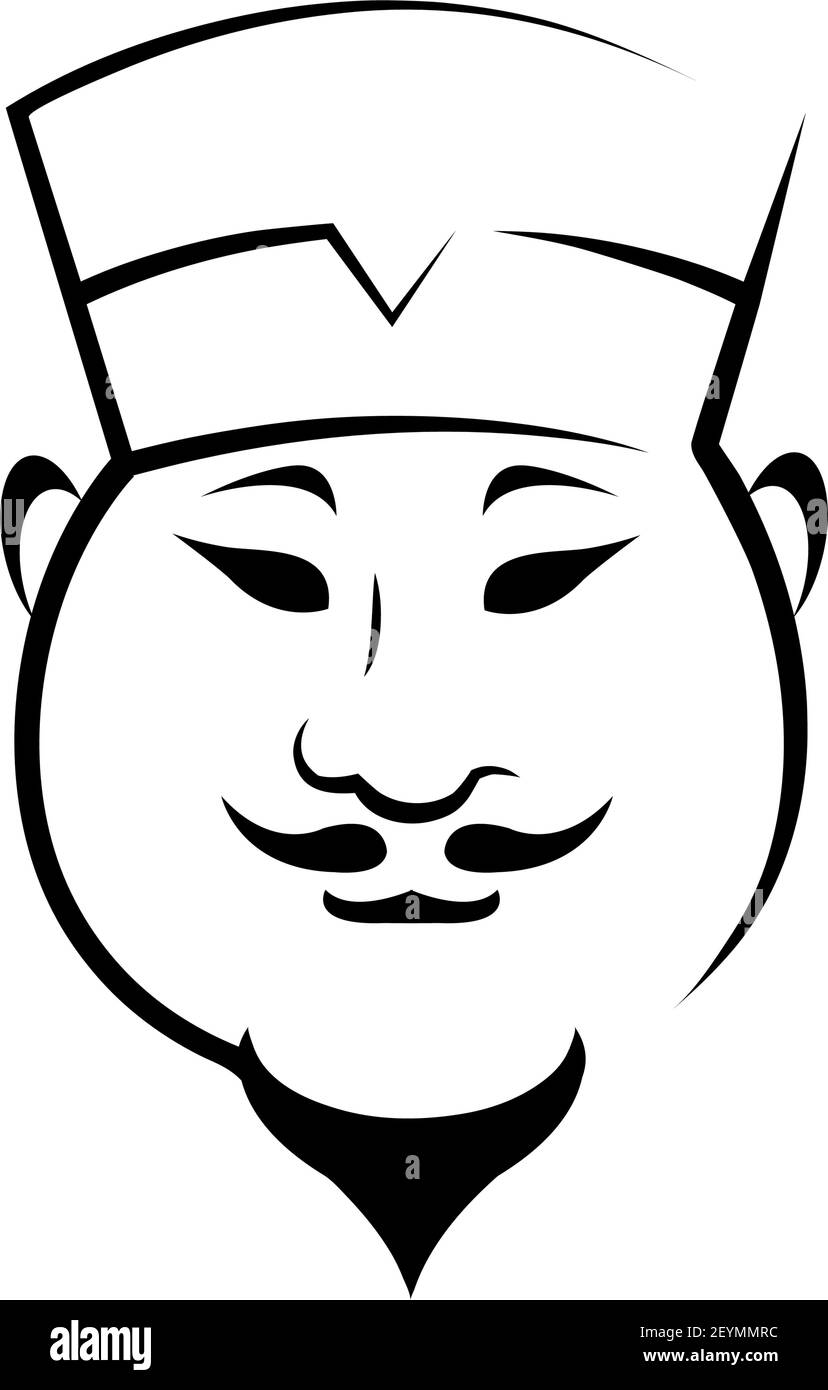 Chinese chef contour vector illustration. Japanese restaurant logo ...