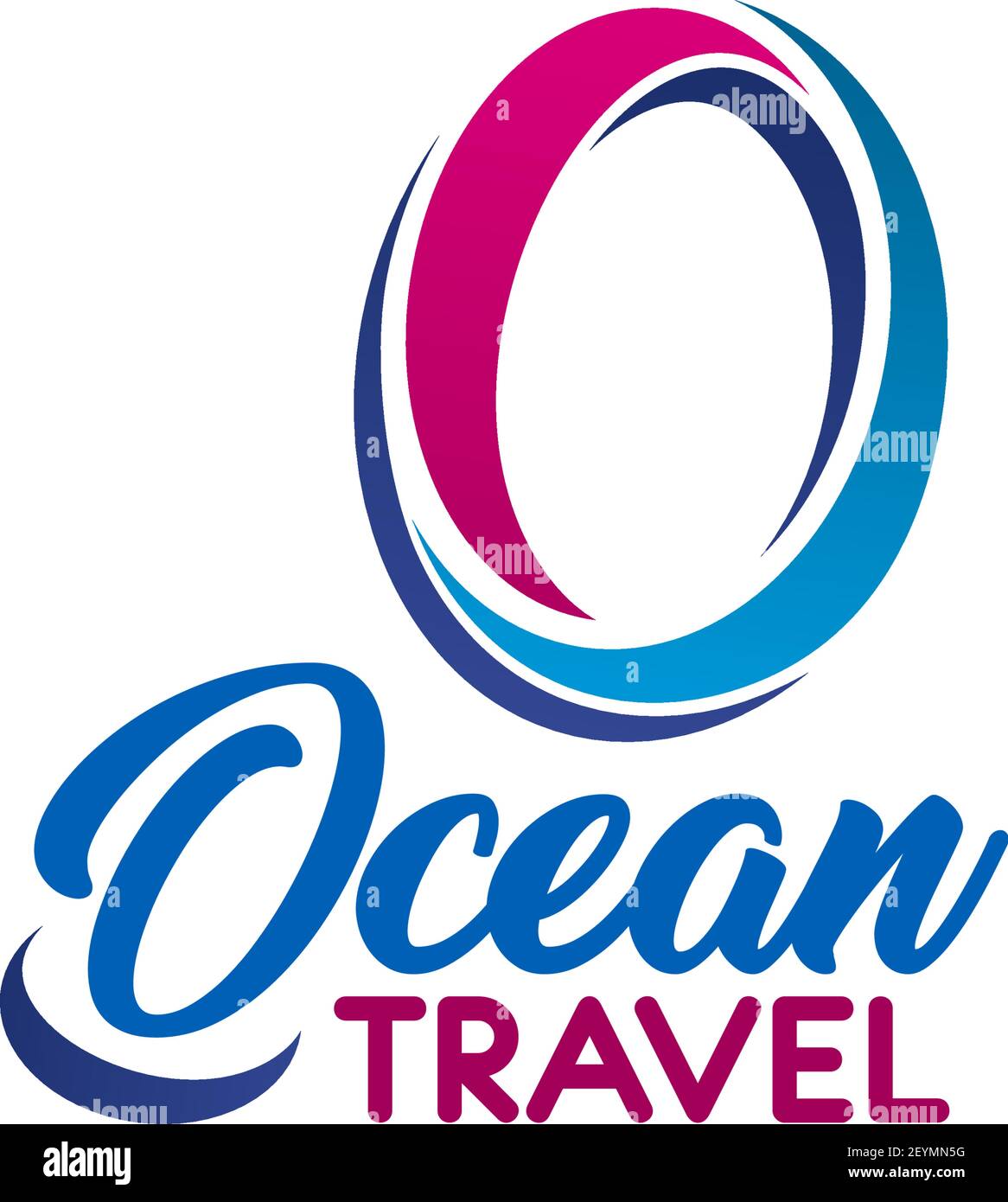 Letter O icon for ocean travel company or tourism adventure club and ...