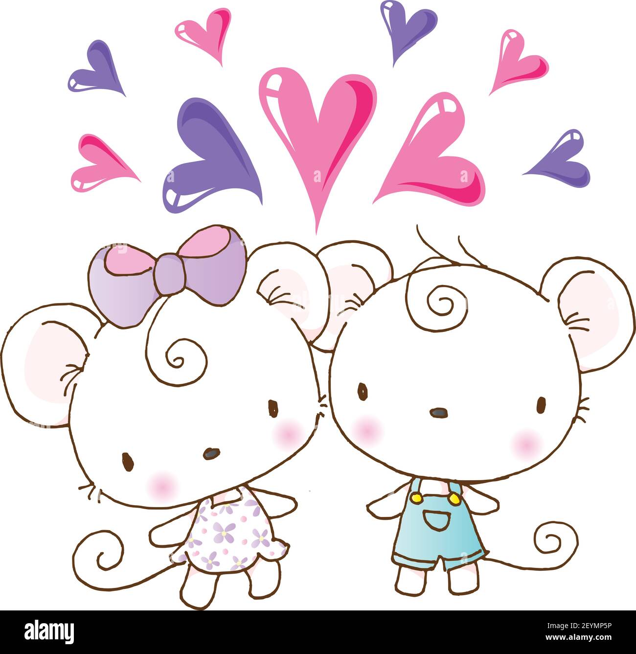 vector cartoon cute lovely mouse fall in love Stock Vector Image & Art ...