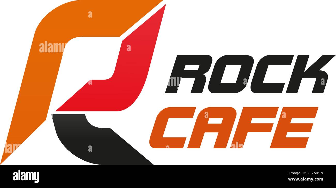 Letter R icon for rock cafe or night club and music party entertainment ...