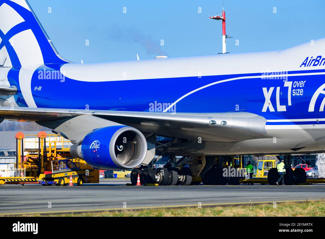 hoersching, austria, 06 march 2021, boeing 747-400 ERF operated by air ...
