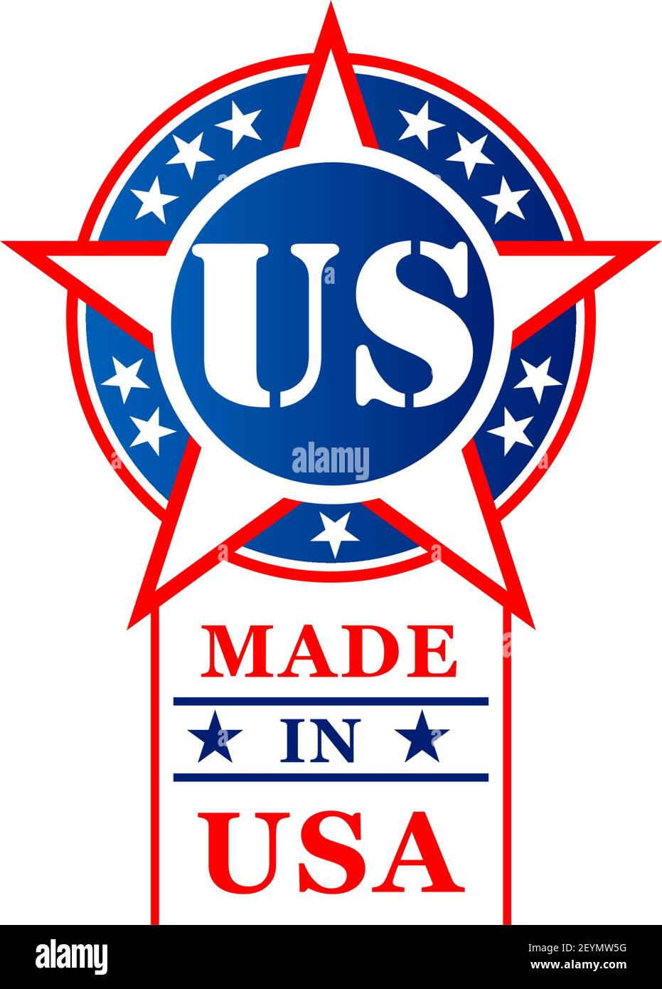 Made in USA icon of America flag colors and stars on ribbon. Vector ...