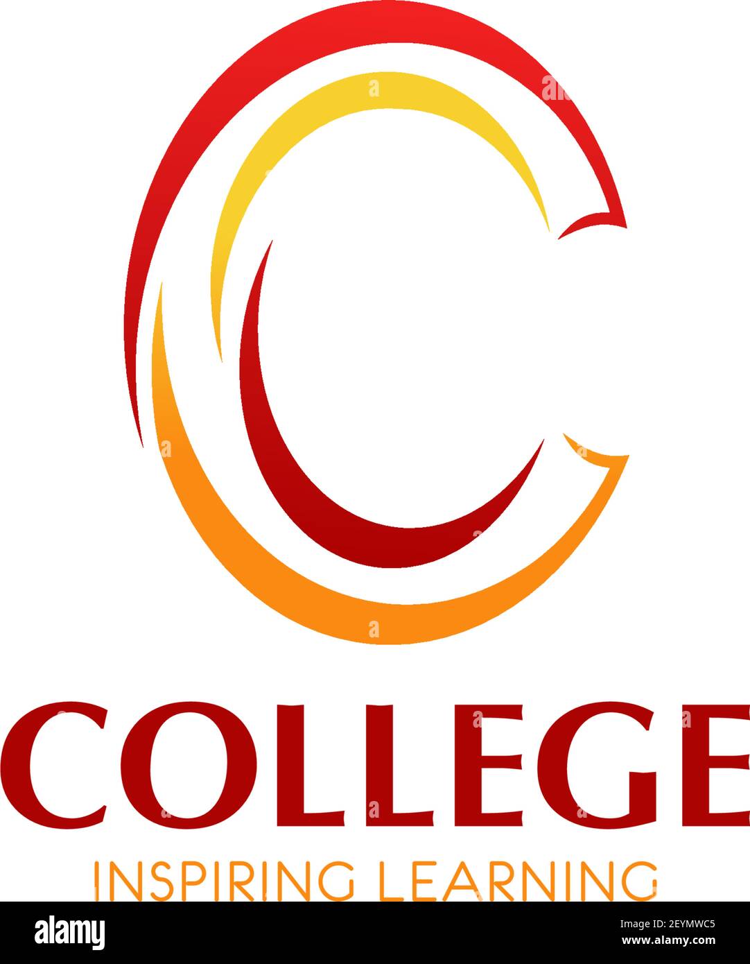 Letter C icon for college or university education or knowledge and ...