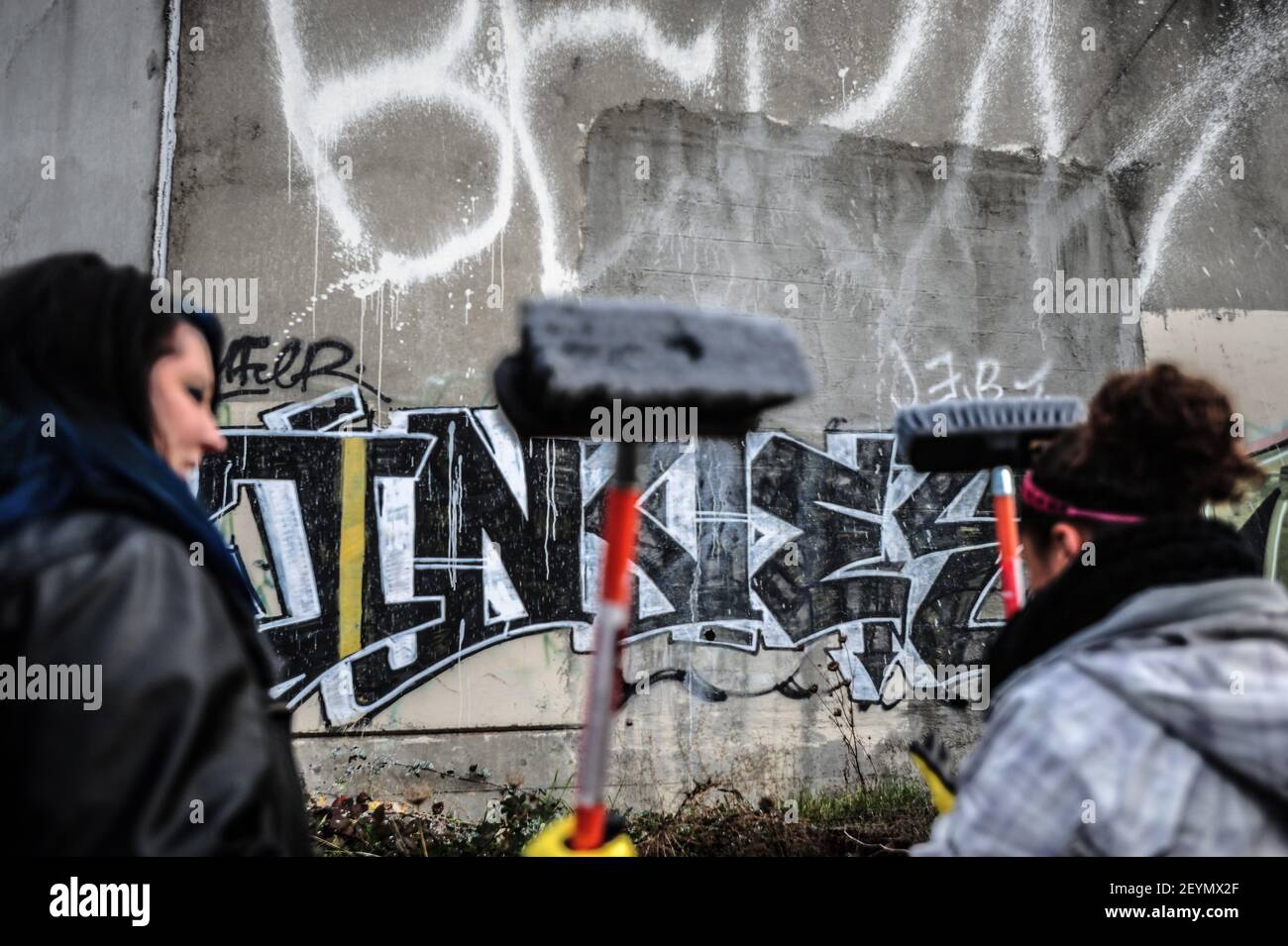 People completed Portland's first wall for JR's 'INSIDE OUT' project ...