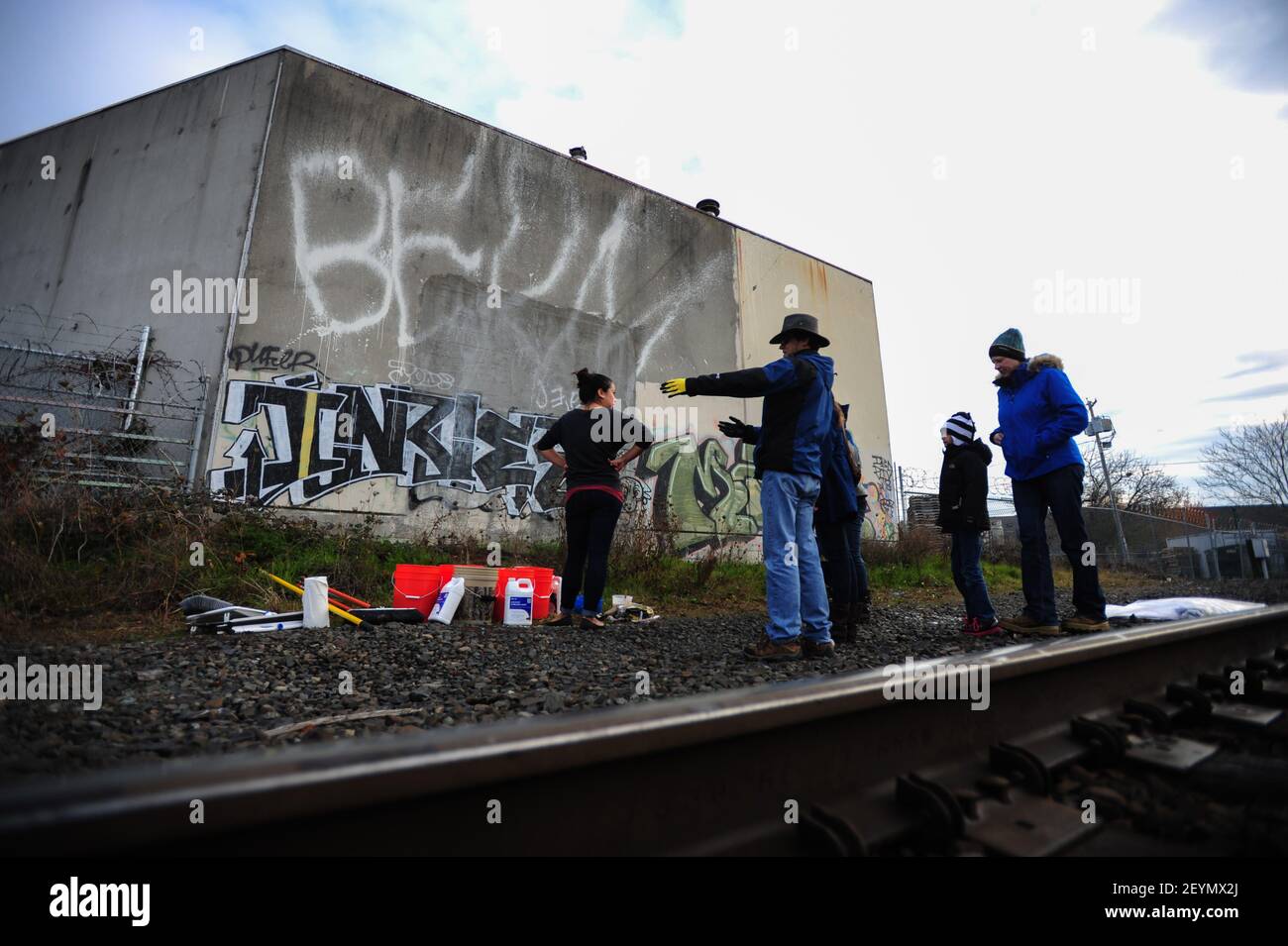People completed Portland's first wall for JR's 'INSIDE OUT' project ...