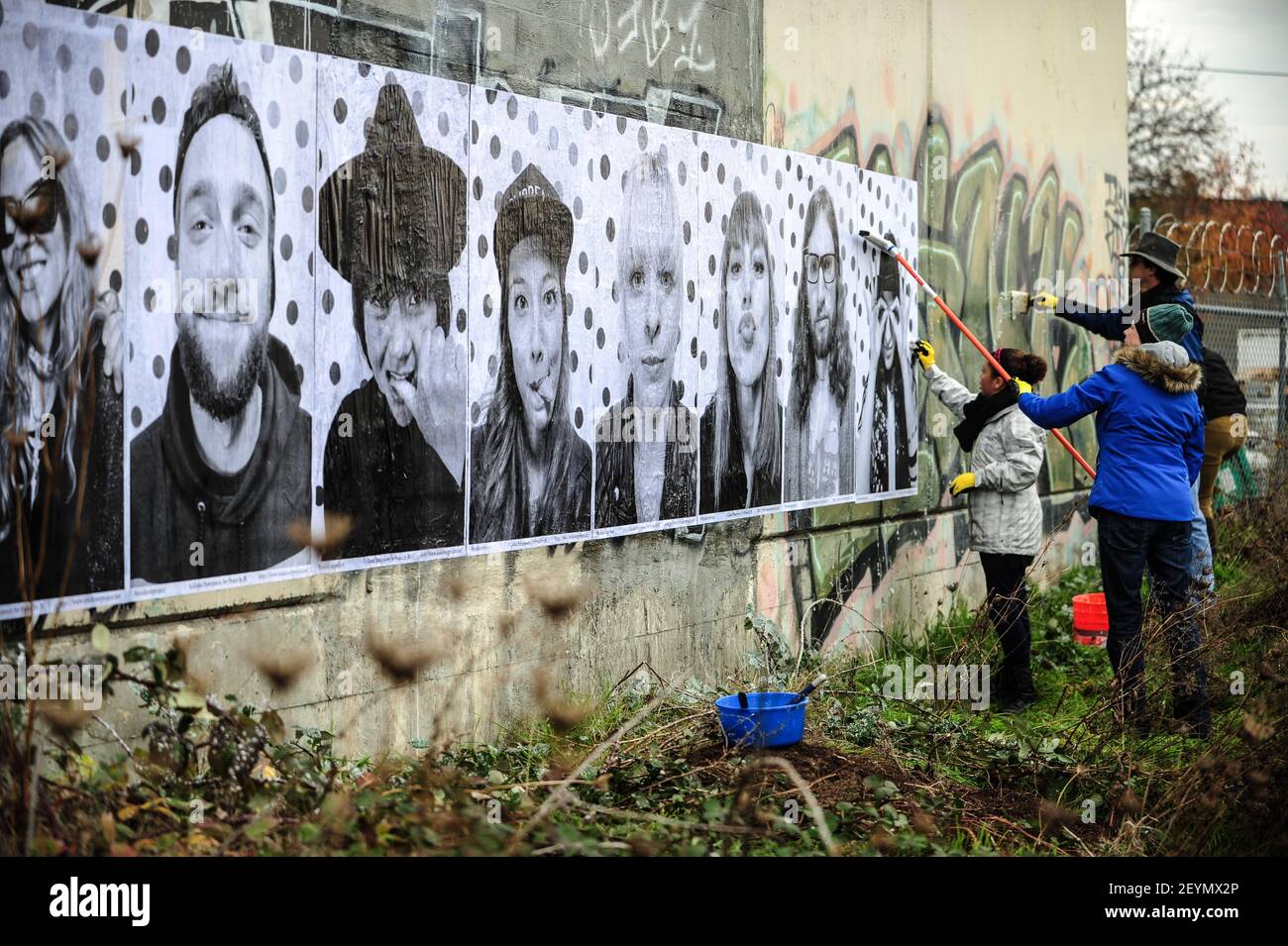 People completed Portland's first wall for JR's 'INSIDE OUT' project ...