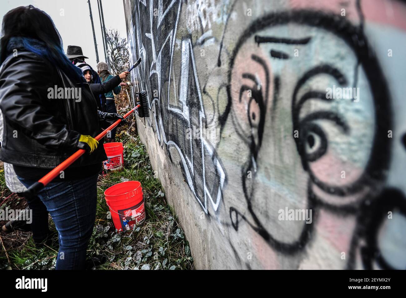 People completed Portland's first wall for JR's 'INSIDE OUT' project ...